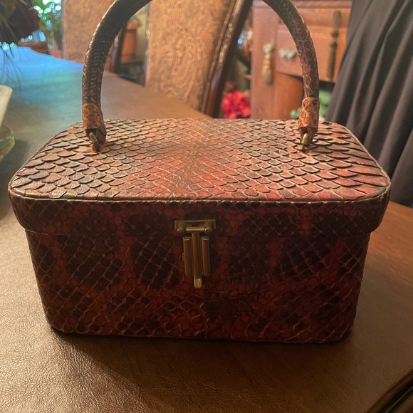Accessories | Authentic L Vintage Snake Skin Box Handbag With Matching ...